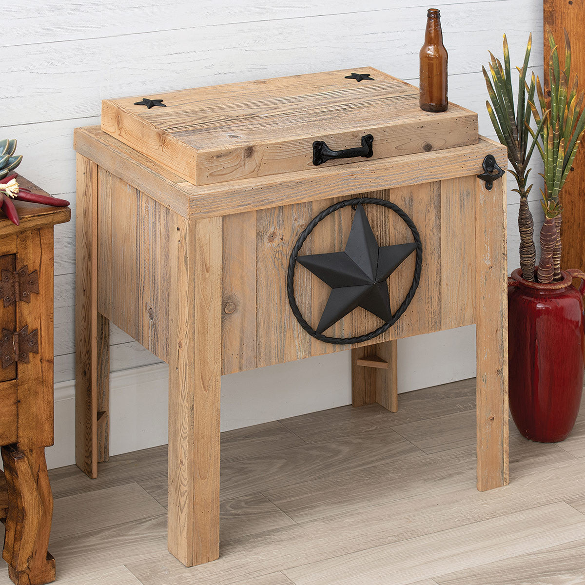 Rustic Tables: Lone Star Cooler Chest | Lone Star Western Decor