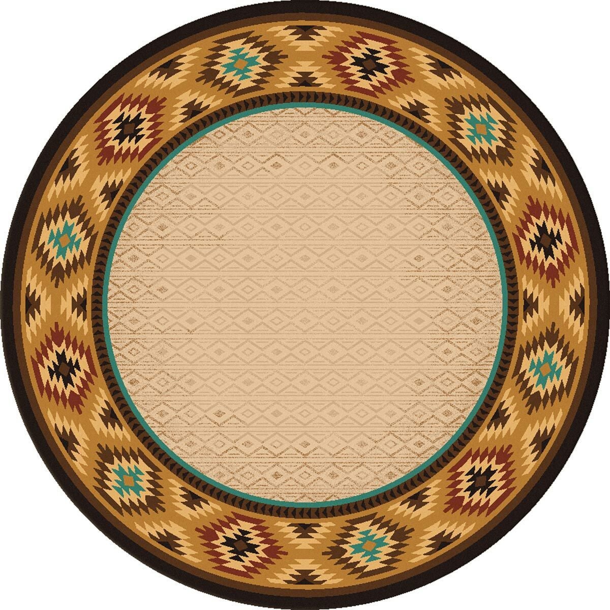 Southwest Rugs: 8 Ft. Round Cheyenne Rug | Lone Star Western Decor