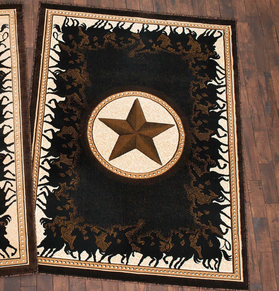 Lone Star Riders Black Rug - 5 x 7 | Lone Star Western Decor