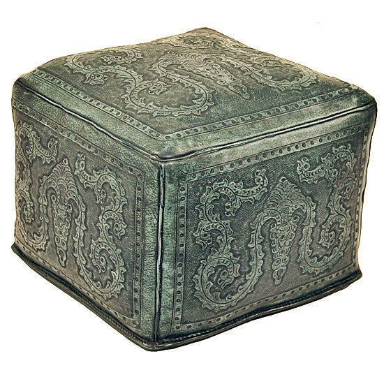 Turquoise Colonial Large Ottoman | Lone Star Western Decor