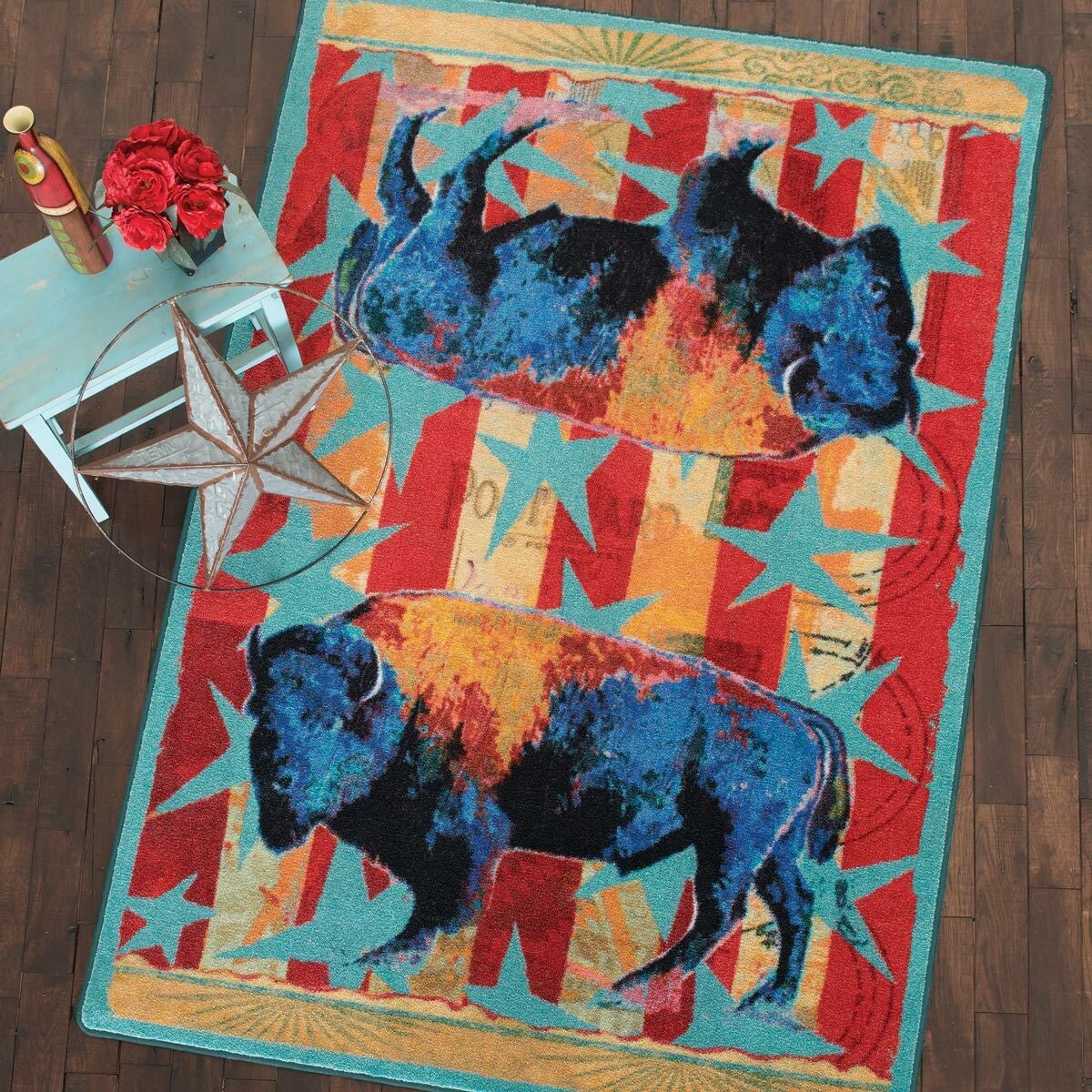 Ruiz Buffalo Stars & Stripes Rug - 5 x 8 | Lone Star Western Decor