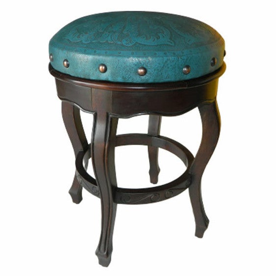Rustic Bar Furniture | Spanish Heritage Counter Stool - Colonial Teal ...