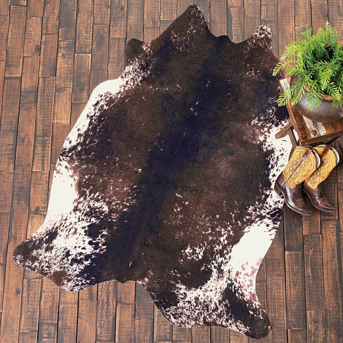Tri-Color Faux Cowhide Rug | Lone Star Western Decor