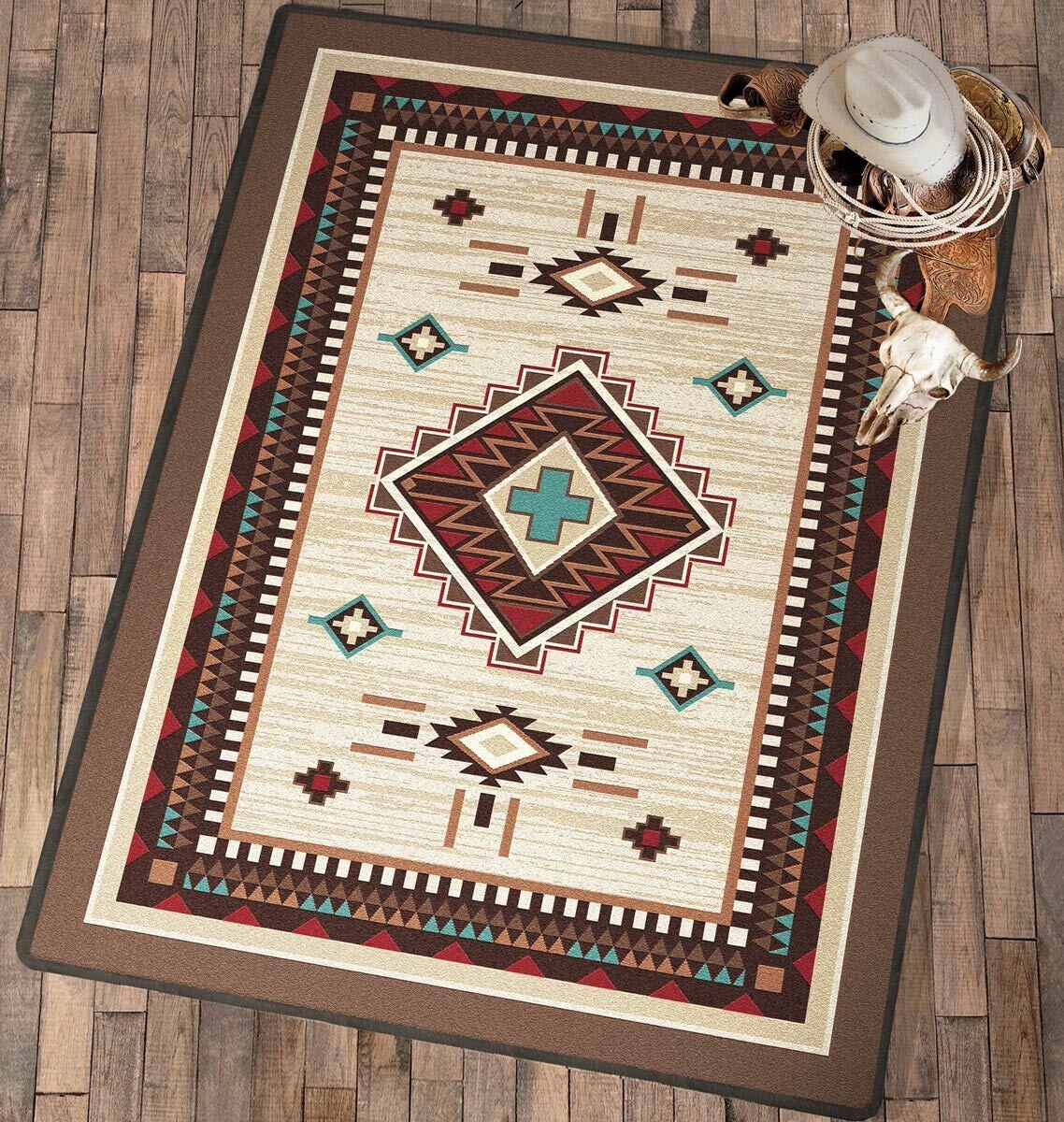 Turquoise Cross Rug Collection | Lone Star Western Decor
