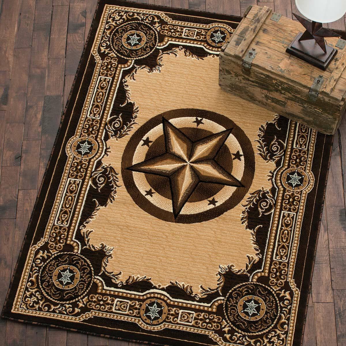 Western Star Chocolate Rug - 5 x 7 | Lone Star Western Decor