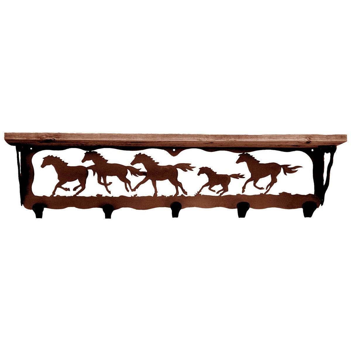 Cowboy Coat Racks: Wild Horses 34-Inch Coat Rack with Shelf | Lone Star ...