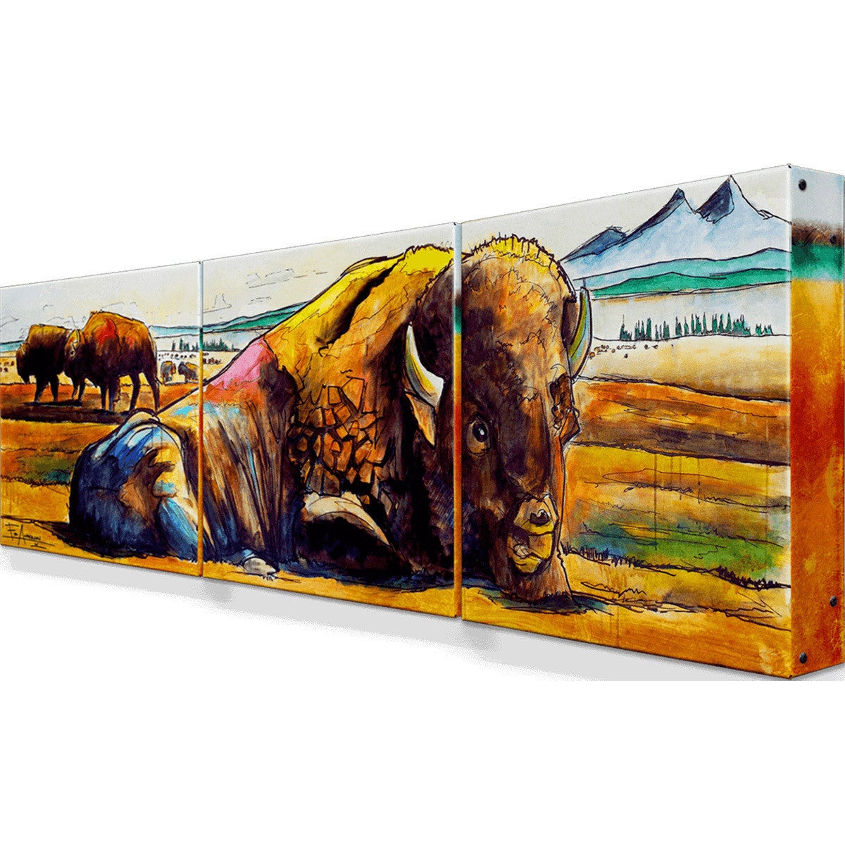 Rustic Metal Wall Art: Set of 3 American Buffalo Metal Wall Art | Lone ...