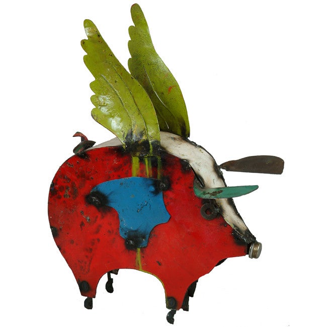 Reclaimed Metal Flying Pig | Lone Star Western Decor