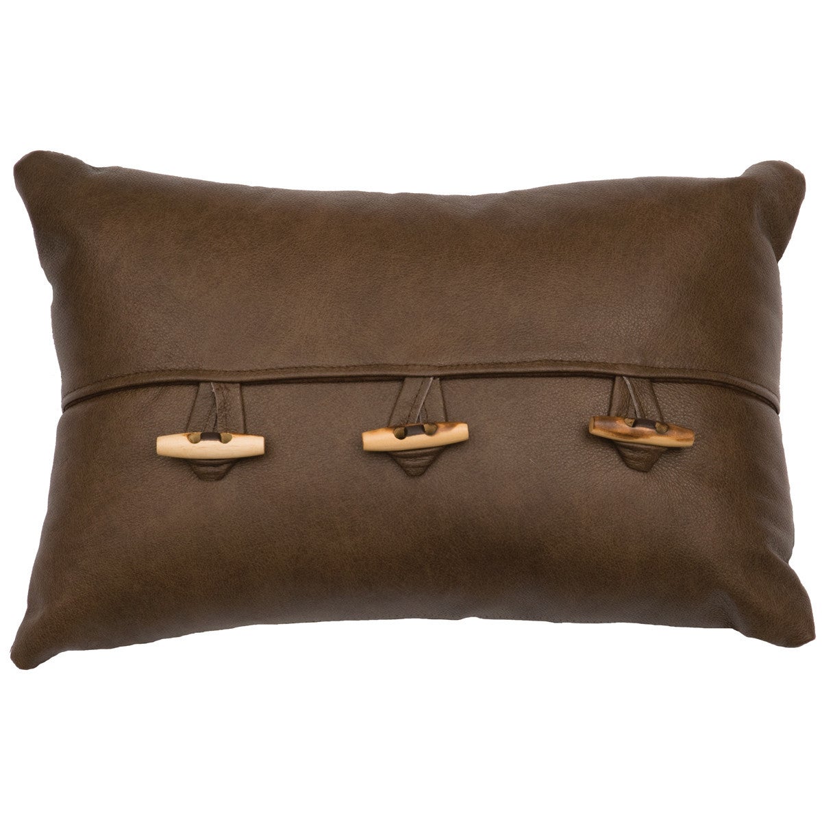Leather Toggle Button Pillow - Fabric Back | Lone Star Western Decor