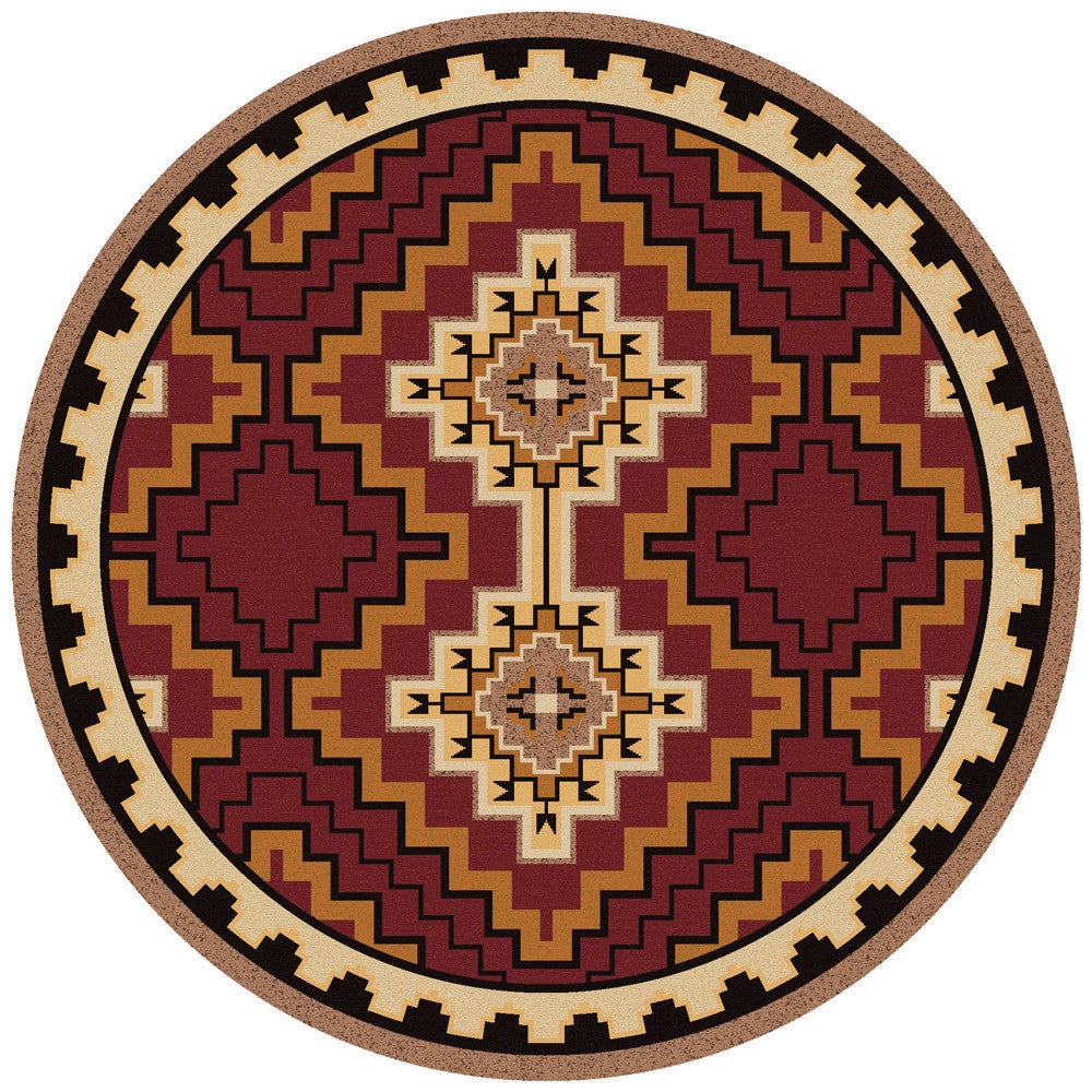 Southwest Rugs: 8 Ft. Round Council Fire Southwestern Rug | Lone Star ...