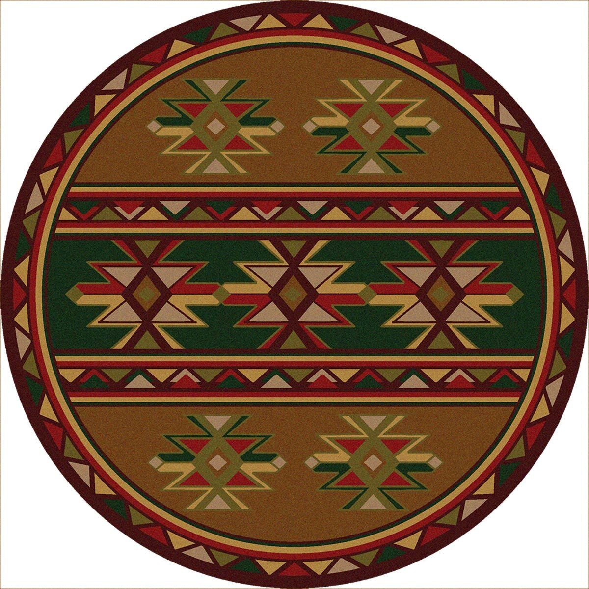 Southwest Rugs: 8 Ft. Round Dakota Star Rug | Lone Star Western Decor
