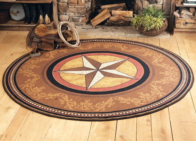 Gilded Star Rug - 8 Ft. Round | Lone Star Western Decor