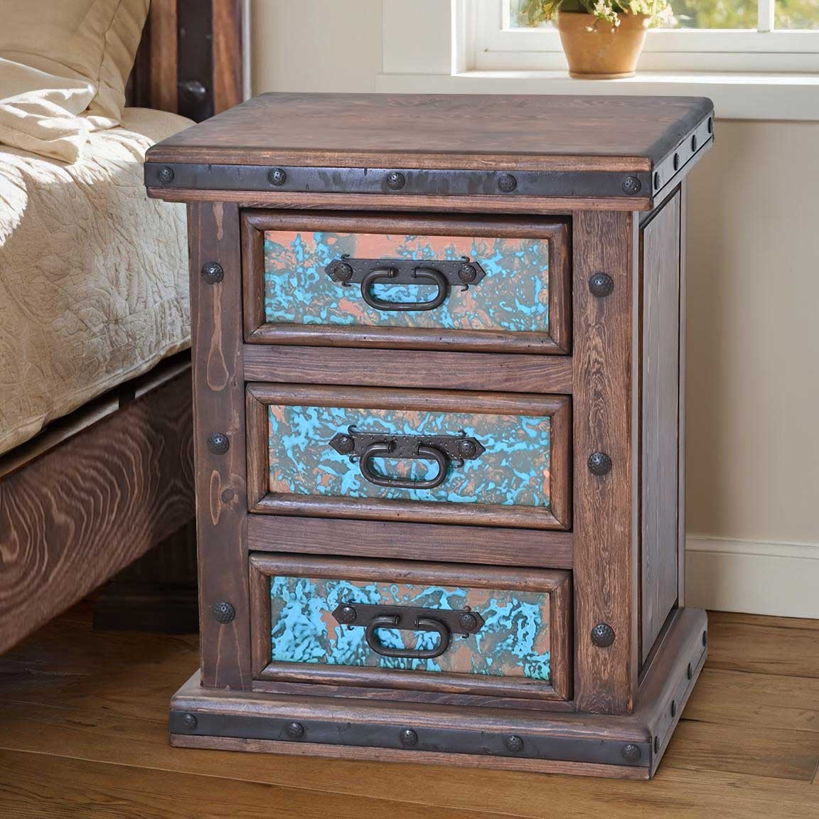 Turquoise Patina Nightstand | Lone Star Western Decor