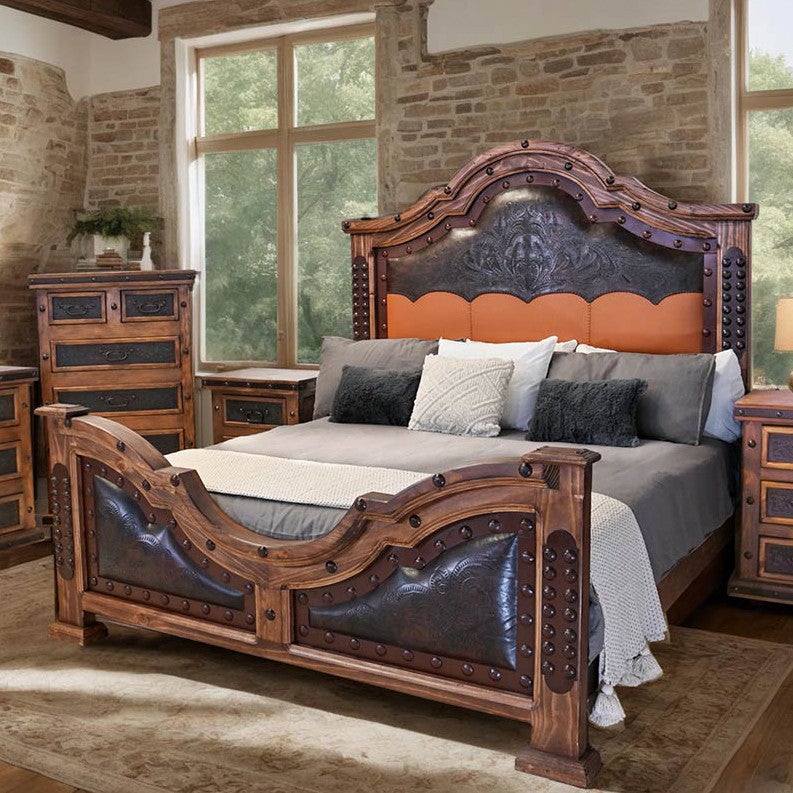 leather queen bed frame