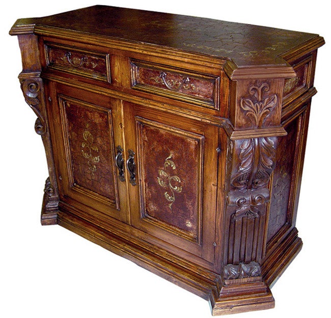 Rustic Tables: Large Hand Painted Crackled Buffet | Lone Star Western Decor