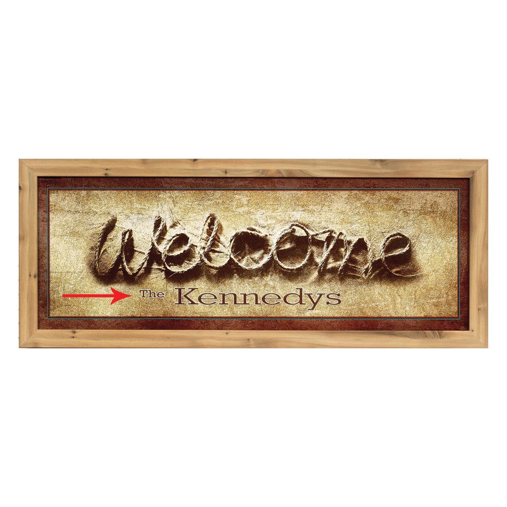 Personalized Welcome Rope Framed Canvas | Lone Star Western Decor