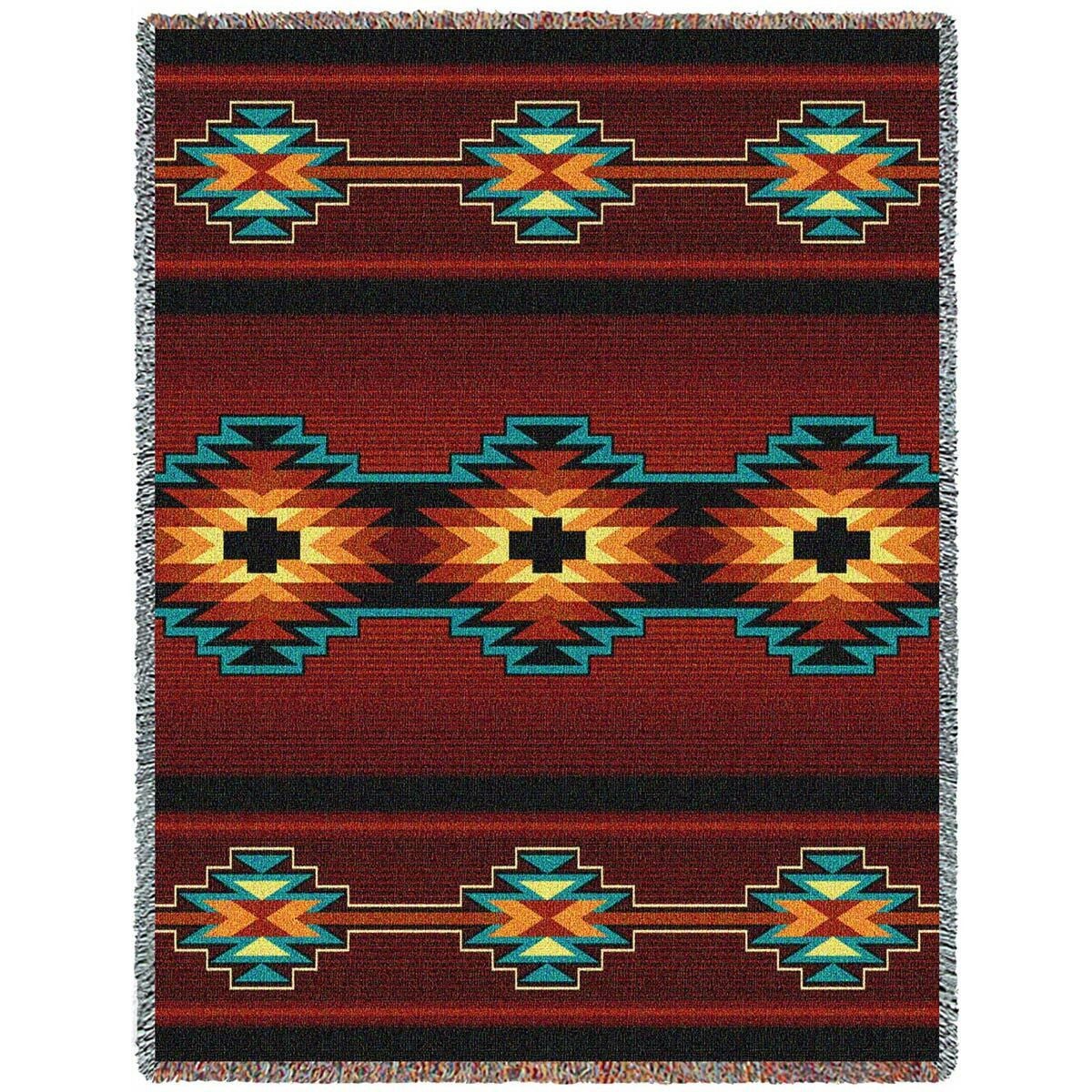 Southwest Geometric Deep Red Throw | Lone Star Western Decor