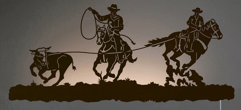 Team Roper Back Lit Wall Art | Lone Star Western Decor