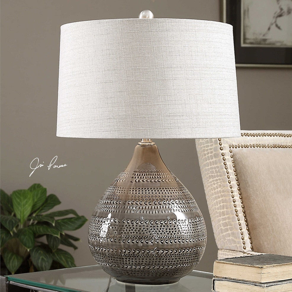 Rustic Lamps: Textured Ceramic & Brushed Nickel Table Lamp | Lone Star ...