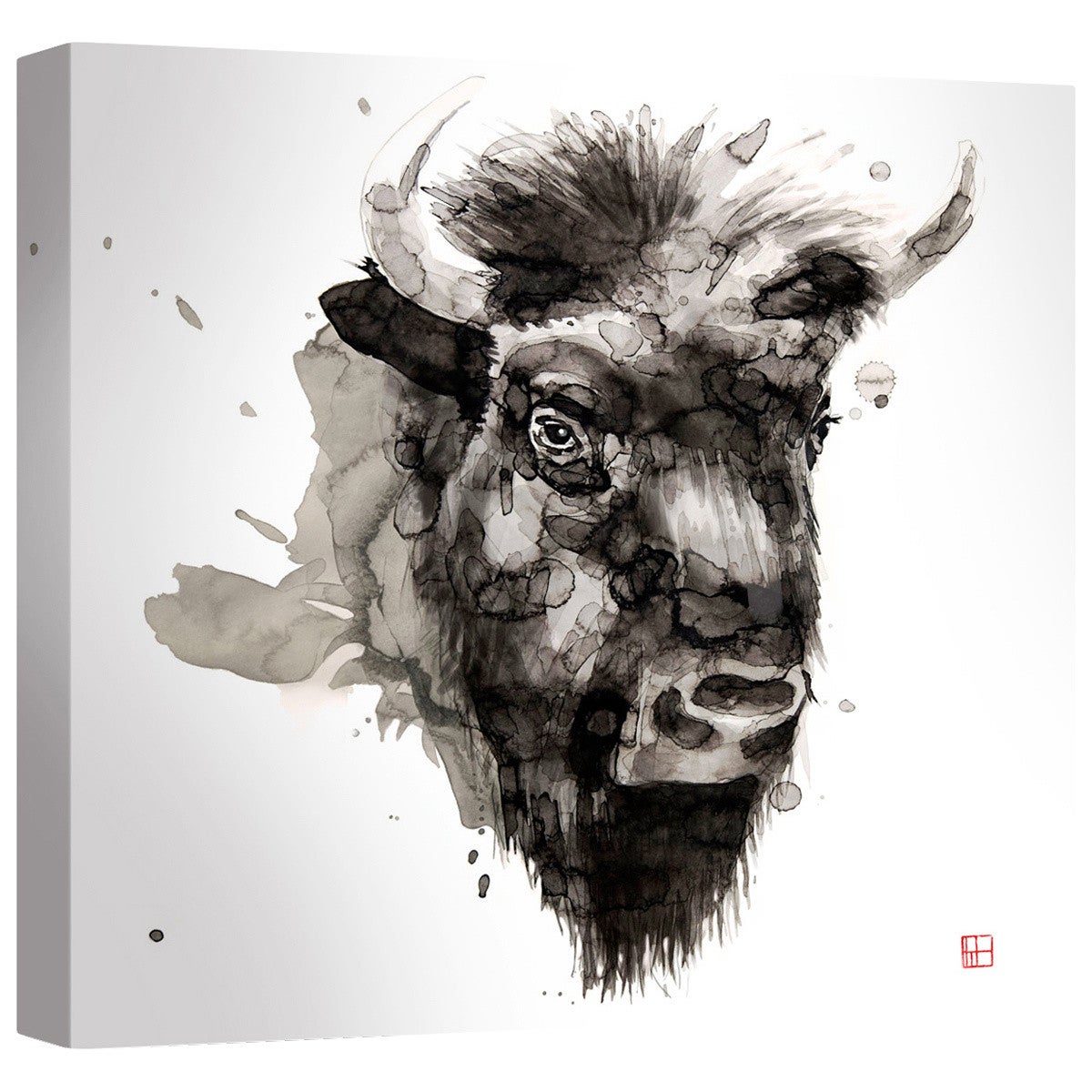 Buffalo Wall Art: Watercolor Buffalo Canvas Wall Art | Lone Star ...