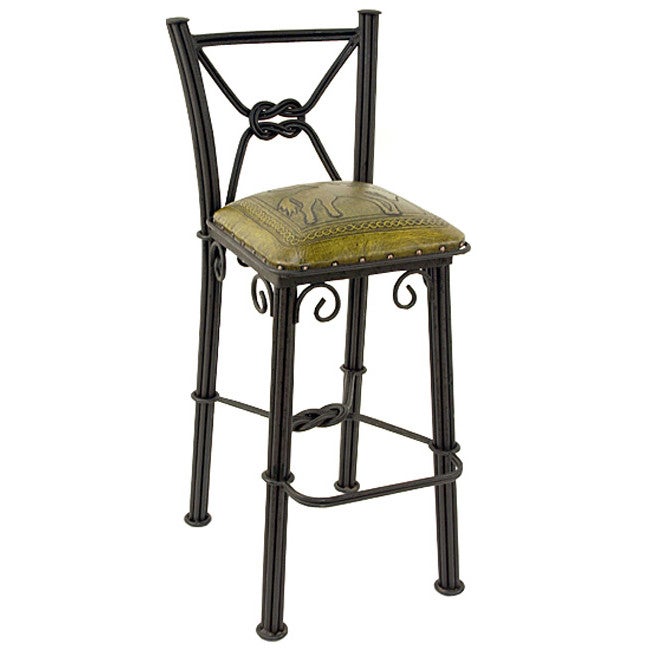 Rustic Bar Furniture | Western Iron Mustard Counter Stool with Back ...