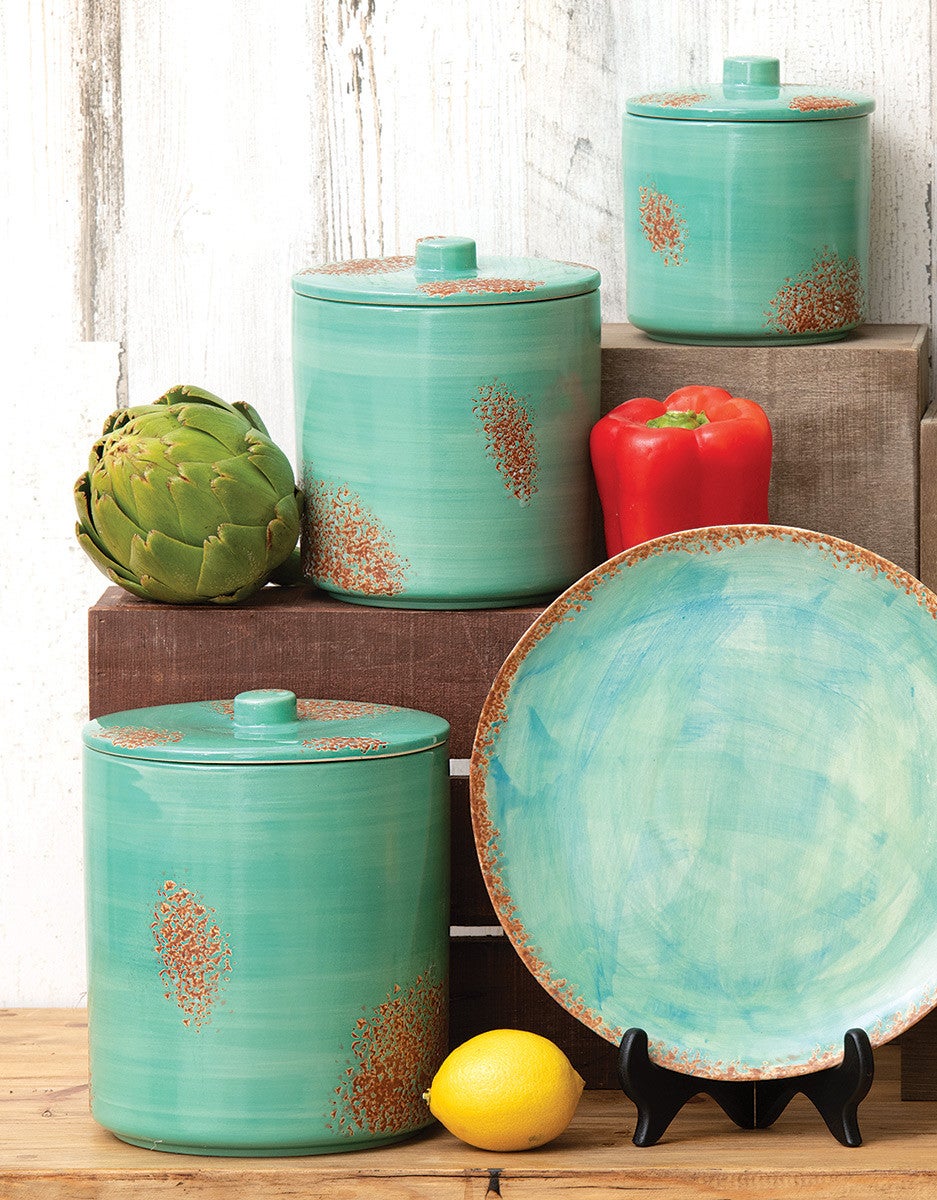Turquoise Sky Ceramic Canisters - Set of 3 - OVERSTOCK | Lone Star ...