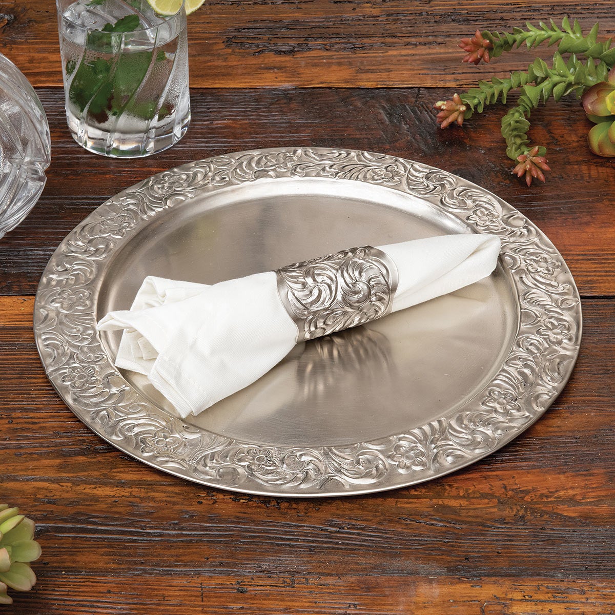 Silver Scrolls Charger | Lone Star Western Decor