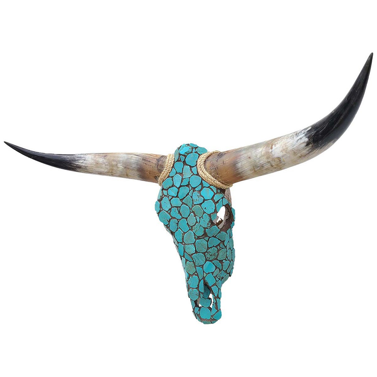 Authentic Longhorn Skull with Turquoise Stone - Brown Grout | Lone Star ...