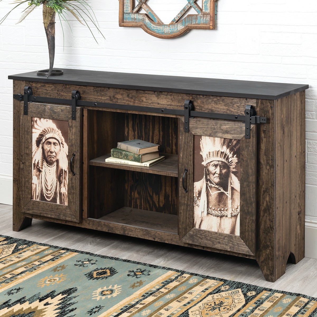 Native Chiefs Barn Door Console Table | Lone Star Western Decor