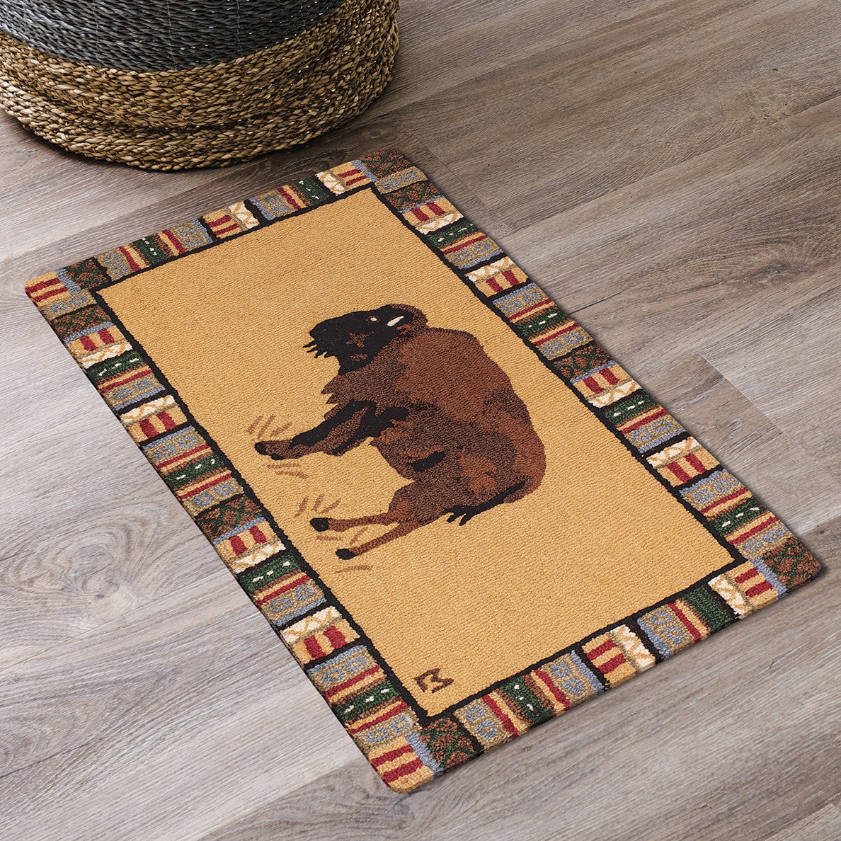 American Bison Hooked Wool Rug | Lone Star Western Decor