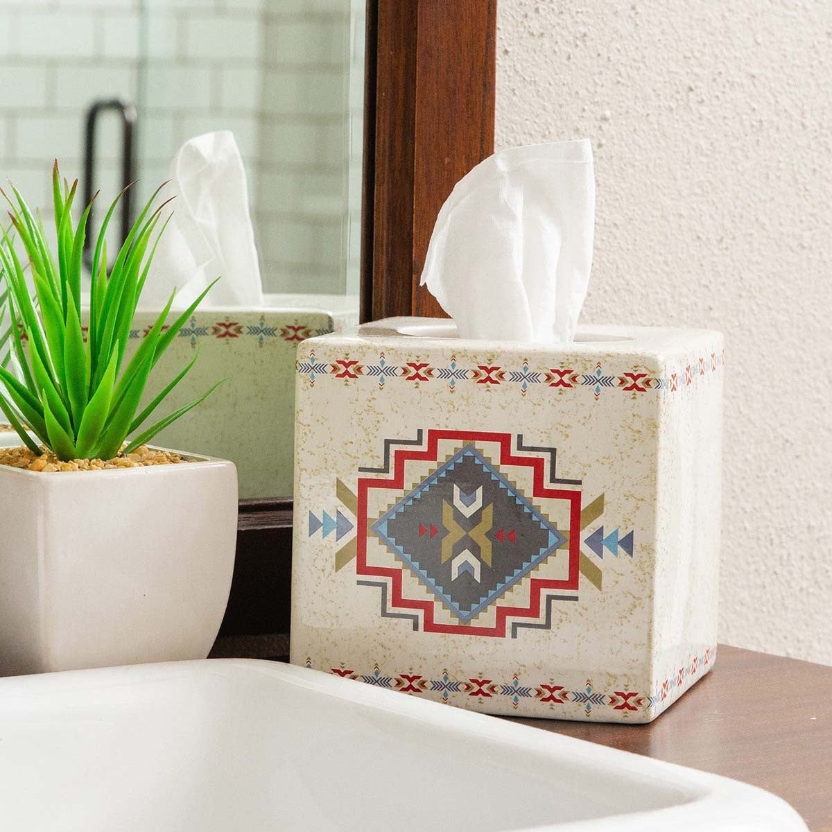 Ceramic Oasis Tissue Box Cover | Lone Star Western Decor