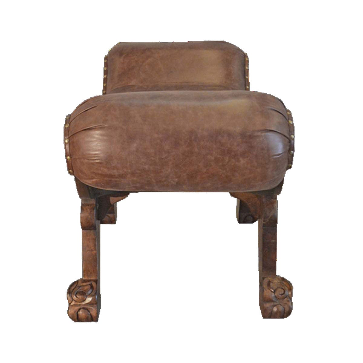 Romanesque Leather Bench | Lone Star Western Decor