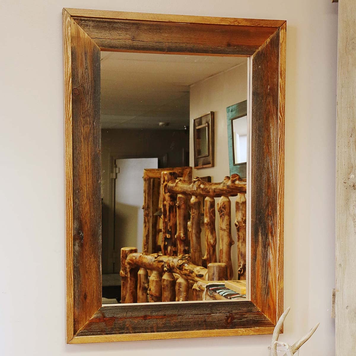 brown frame mirror