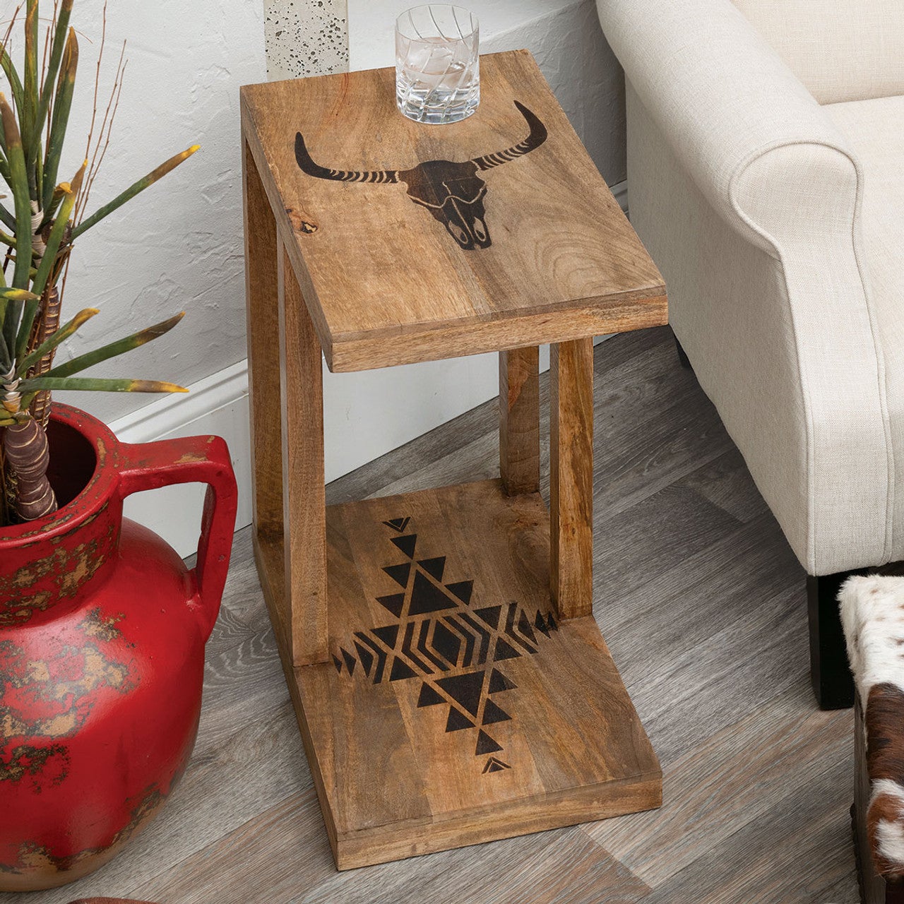 Southwest Steer Side Table | Lone Star Western Decor