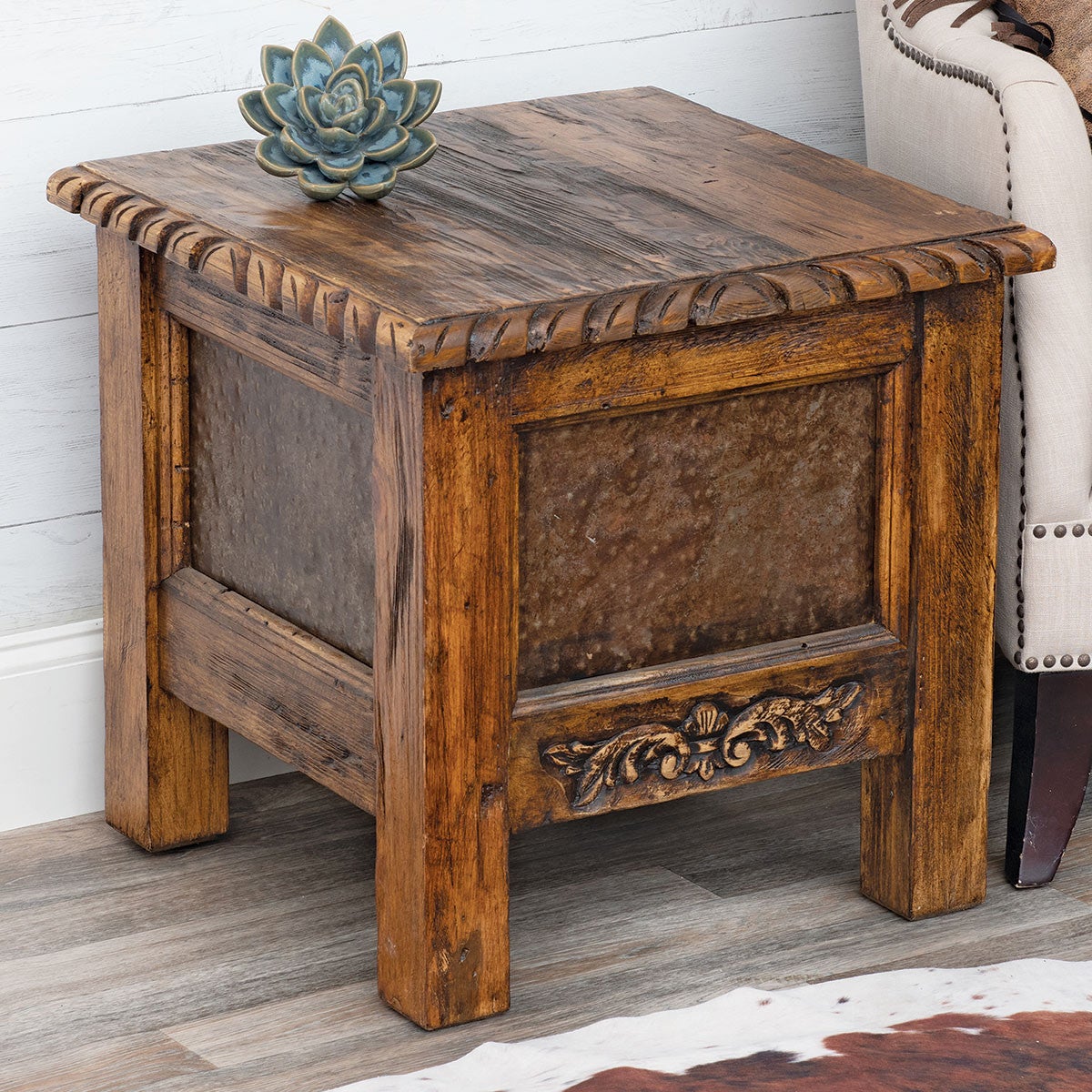 Sierra Carved Wood End Table | Lone Star Western Decor