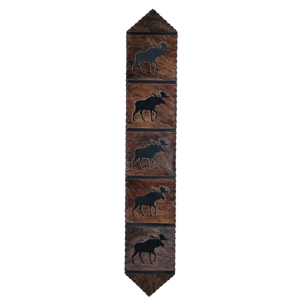 Moose Brindle Leather Table Runner - 120 Inch | Lone Star Western Decor