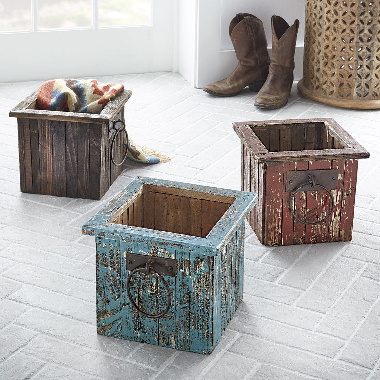 Southwestern Wood Storage Bin - Natural | Lone Star Western Decor