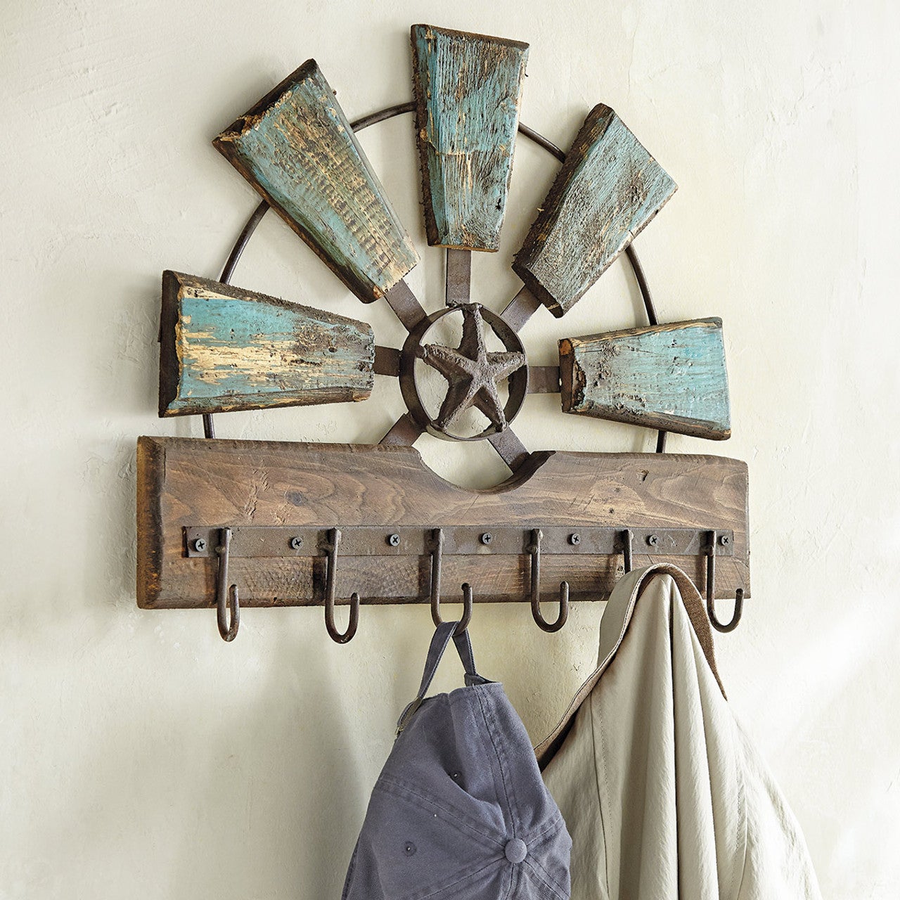 Weathered Windmill Coat Rack | Lone Star Western Decor