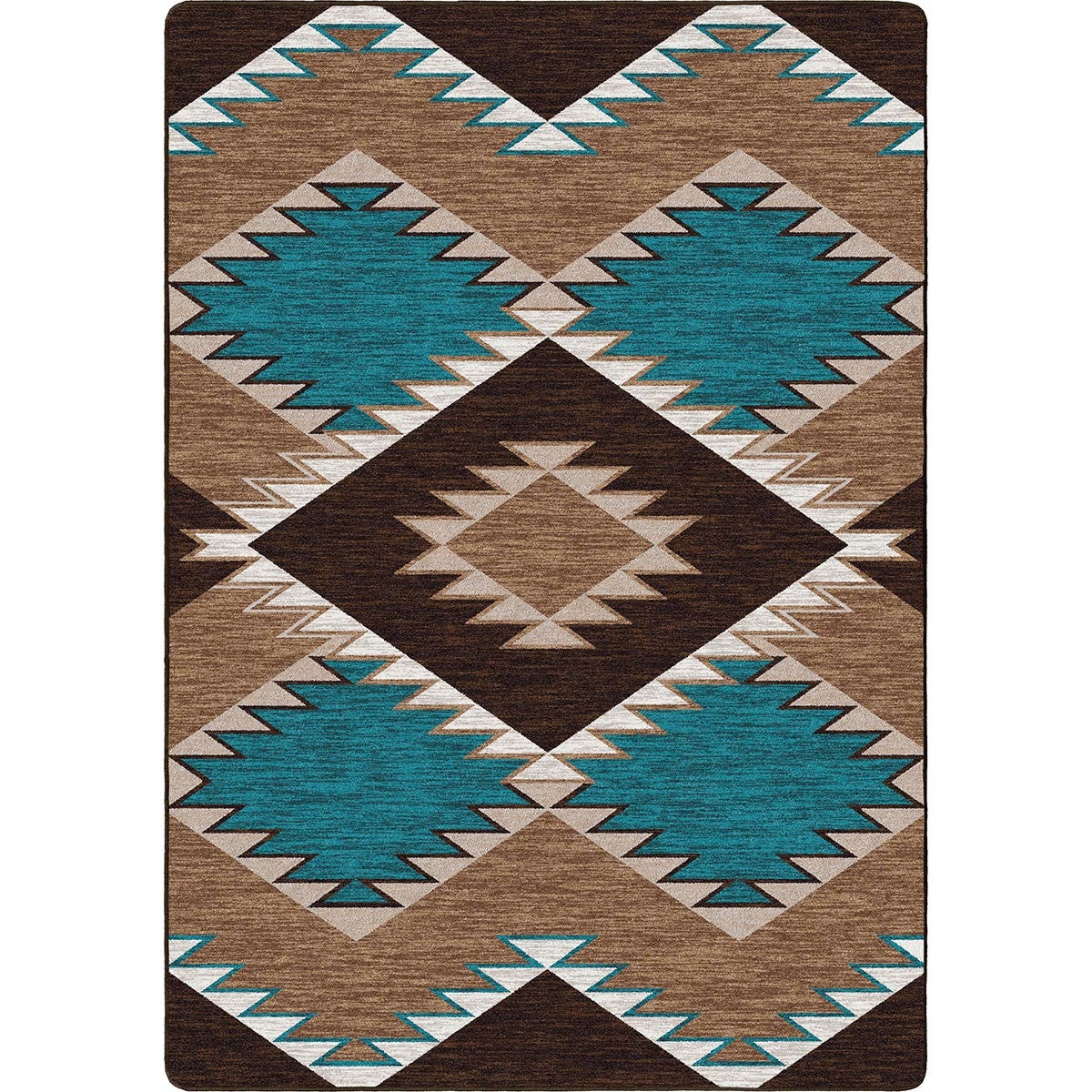 Southwestern Diamond Teal & Brown Rug - 3 x 4 | Lone Star Western Decor
