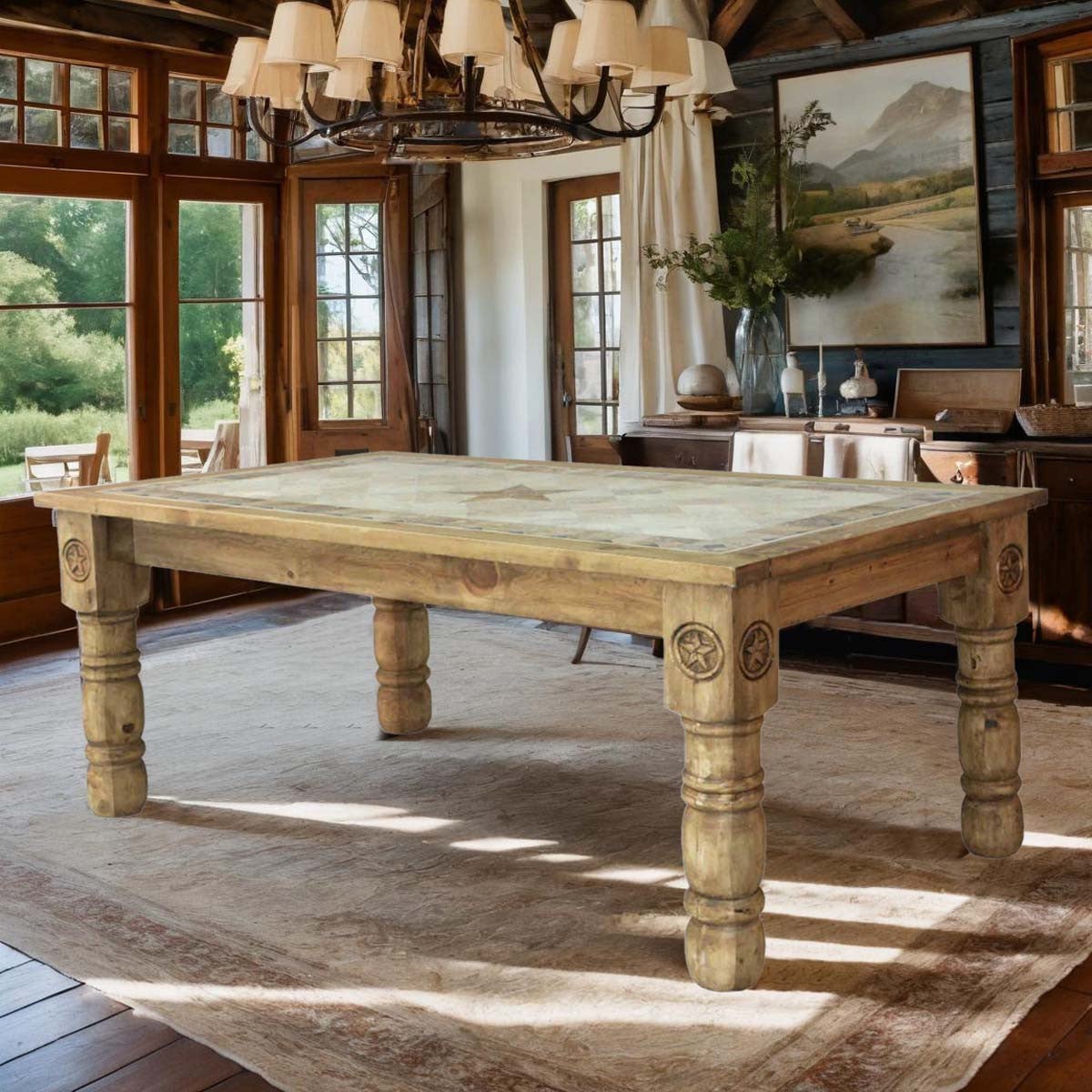 Stone Star Dining Table - 96 Inch | Lone Star Western Decor