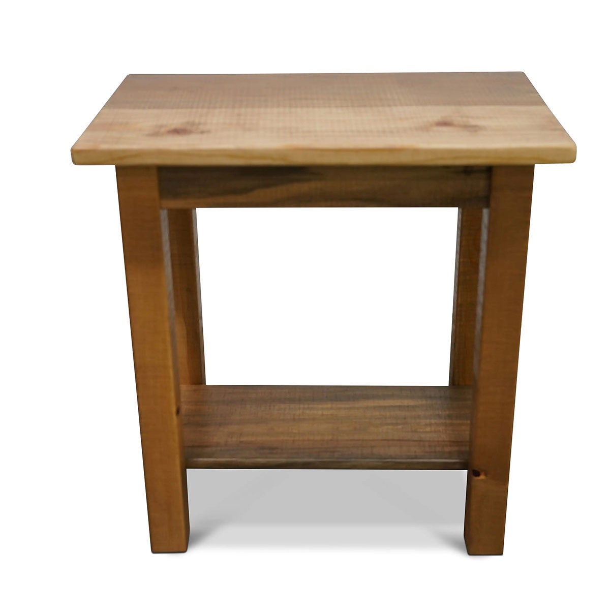 Denton Rough Sawn Live Edge End Table with Shelf | Lone Star Western Decor