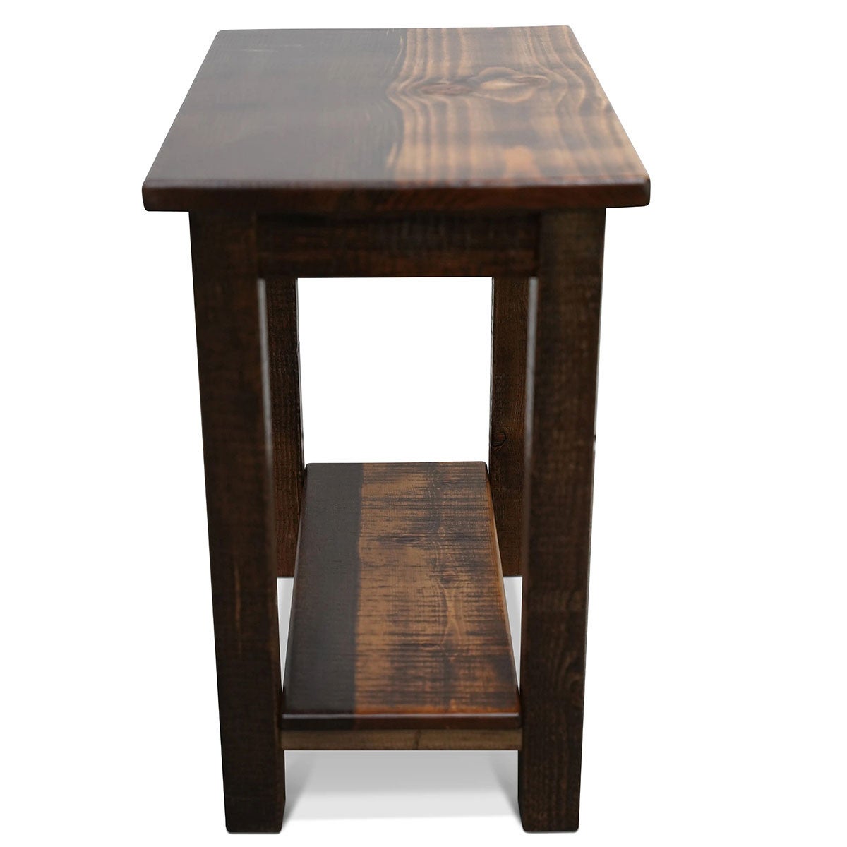 Denton Rough Sawn Live Edge End Table with Shelf | Lone Star Western Decor
