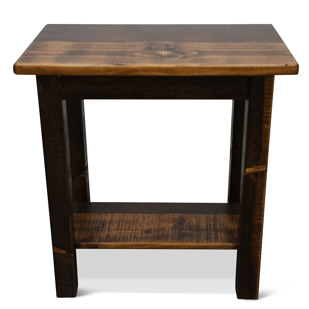 Denton Rough Sawn Live Edge End Table with Shelf | Lone Star Western Decor