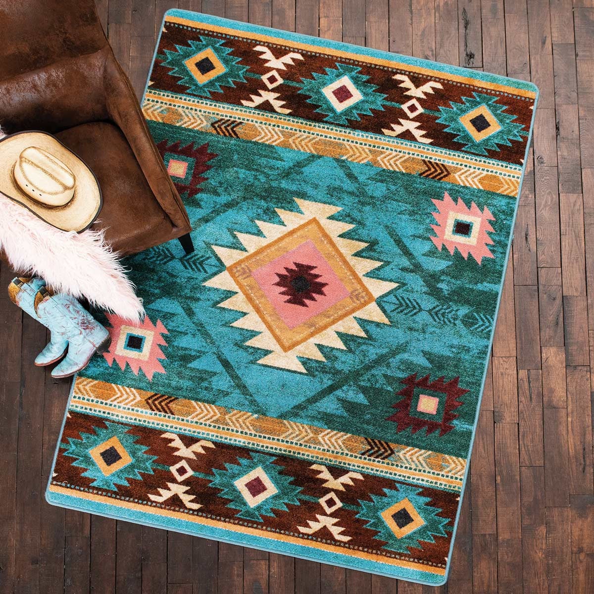 Southwestern Rugs | Diamond Creek Turquoise Rug Collection | Lone Star ...