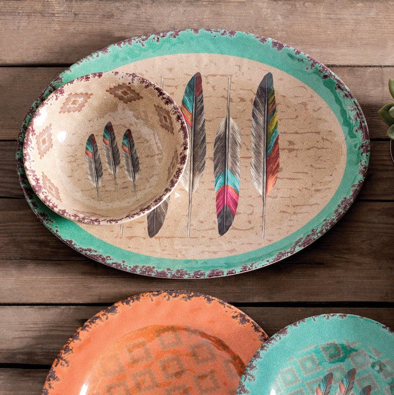 Feather Design Melamine Serving Platter | Lone Star Western Decor