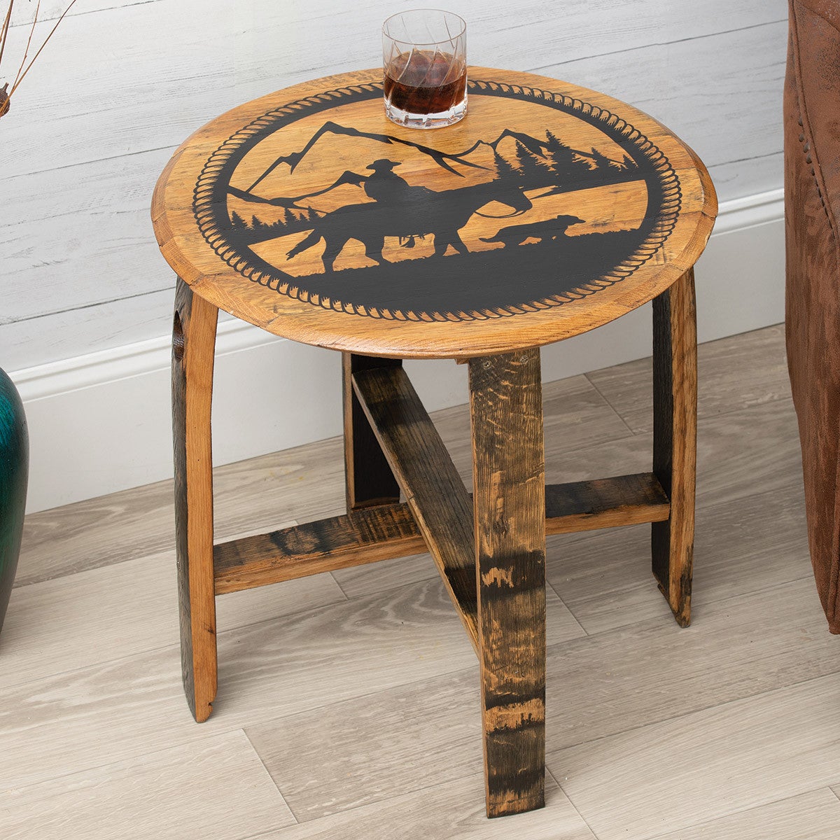 Rustic Tables: Cowboy Whiskey Barrel End Table | Lone Star Western Decor