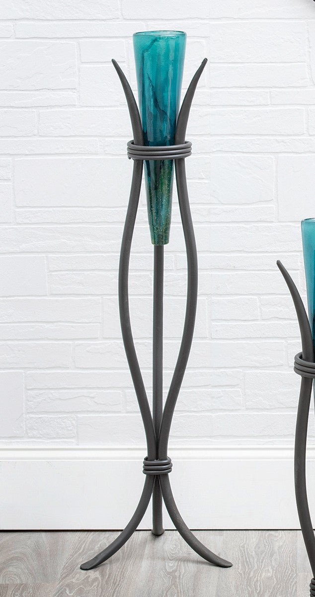 Stillwater Floor Vase w/ Turquoise Glass - Large | Lone Star Western Decor