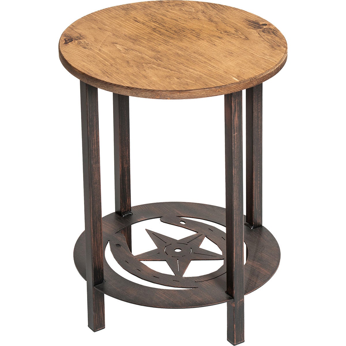 Horseshoe & Star Round End Table | Lone Star Western Decor