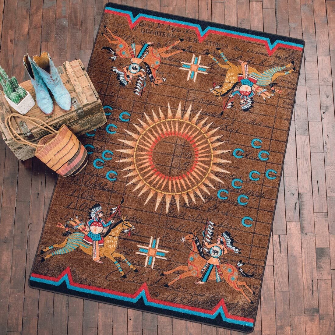Southwestern Rugs | Battle Records Brown Rug Collection | Lone Star ...