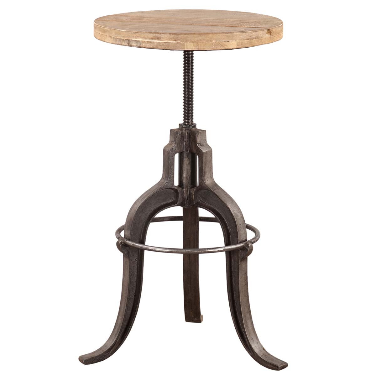Urban Warehouse Adjustable Stool - Oiled Teak | Lone Star Western Decor